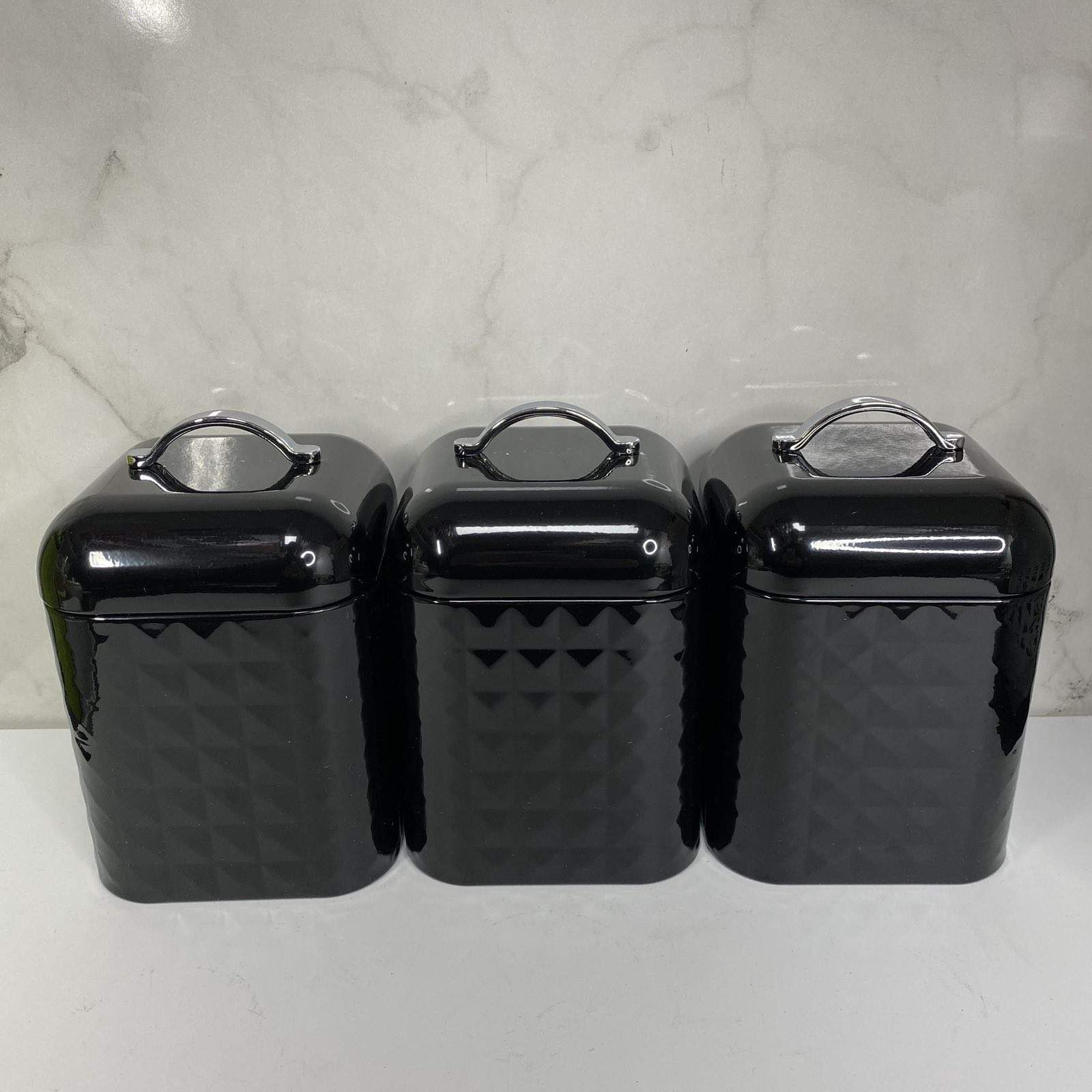 Набір металевих банок 3 предмети Maestro MR-1676-3-1S-Black (1225178 ...